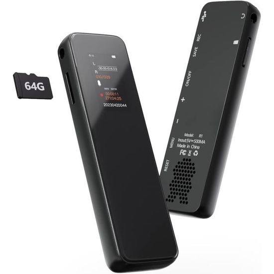 Enregistreur Vocal Numérique 64 Go Avec Lecture, Mini Enregistreur Audio Avec Réduction Du Bruit ...