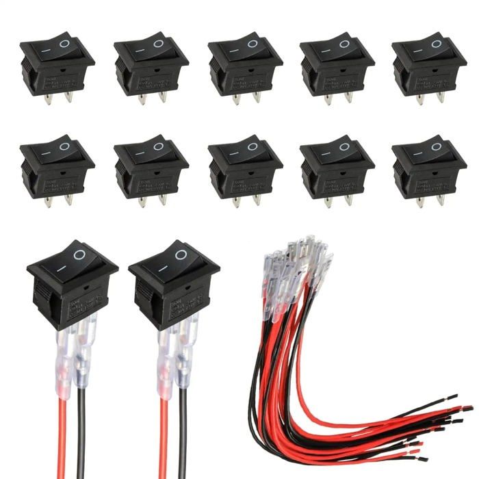 Mini Rocker Switch T85 KCD1-101 2 Pin SPST Rocker Switch with Wiring ...