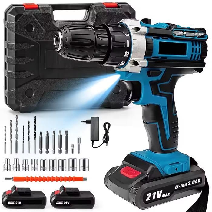 Perceuse visseuse sans fil, Tournevis sans fil à percussion 21V 1600 ...