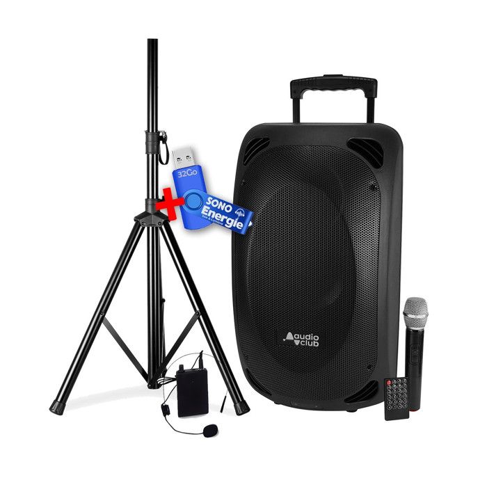 Enceinte Pro Portative 2x8" 400/800W - Audio Club MOOV28 - USB BT Line ...