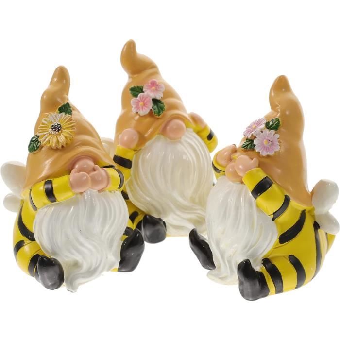 3 Pièces Abeille Naine Gnome D'Été Nains De Jardin D'Halloween Statue Naine Statue De Gnome ...