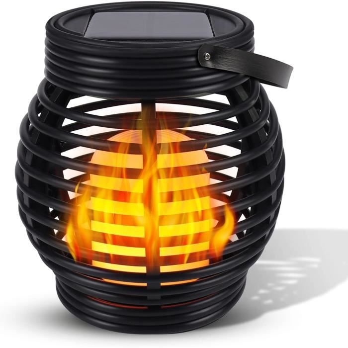 Lanterne Solaire Extérieure, Lampe Solaire En Rotin Avec Flammes ...