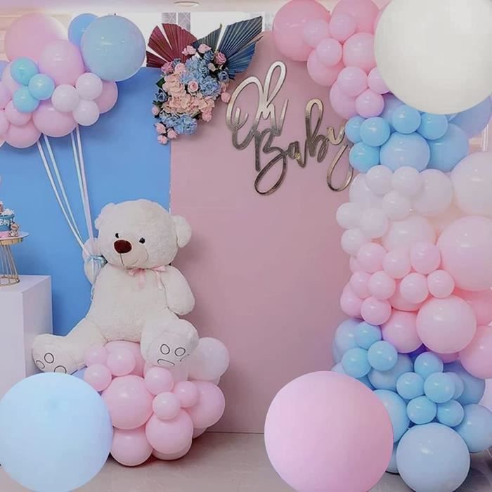 161pcs Arche Ballon, Ballon Rose et Bleu et Blanc pour Decoration ...