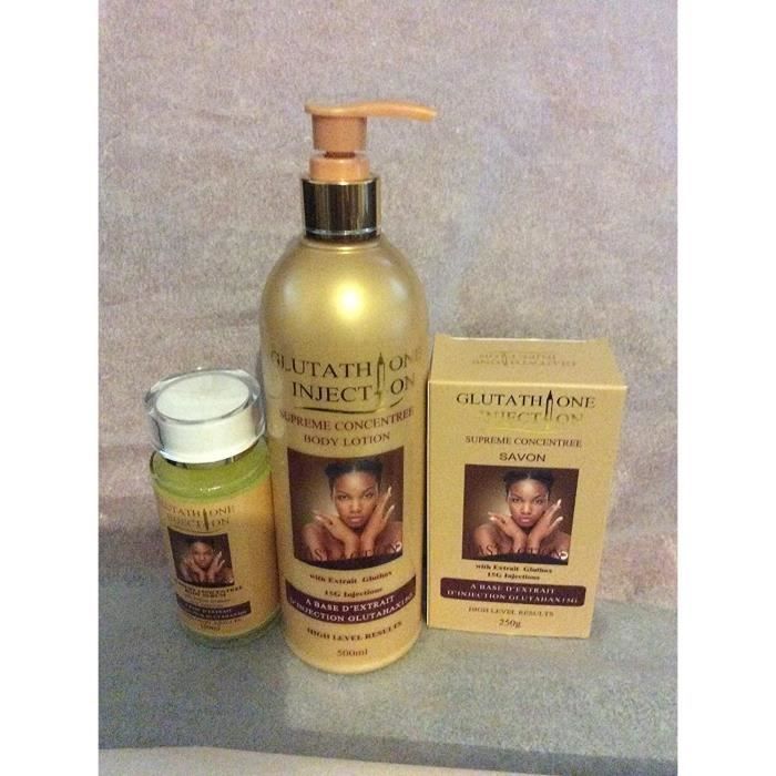 GAMME GLUTATHIONE INJECTION 500ML + SERUM 24 K gold gluta 120 ML+ SAVON ...