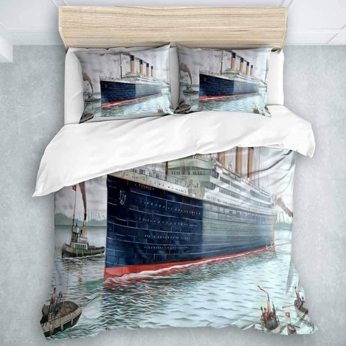 Housse de Couette Voiles du Titanic 240x260cm Parure de Lit 3 Pièces 3D ...