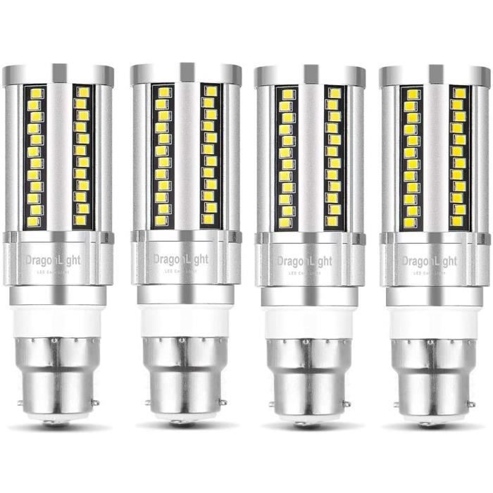 Lot de 4 ampoules LED à baïonnette B22 15 W (équivalent 150 W) \u2013 Lumière du jour 6000 K ...
