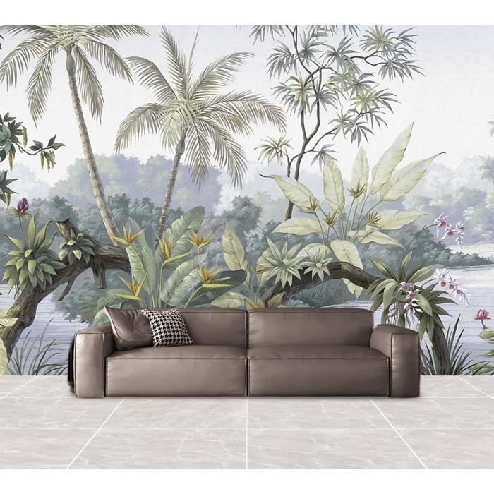 Papier Peint Arbres Tropicaux Panoramique 3D Forêt Tropicale Tropicale ...