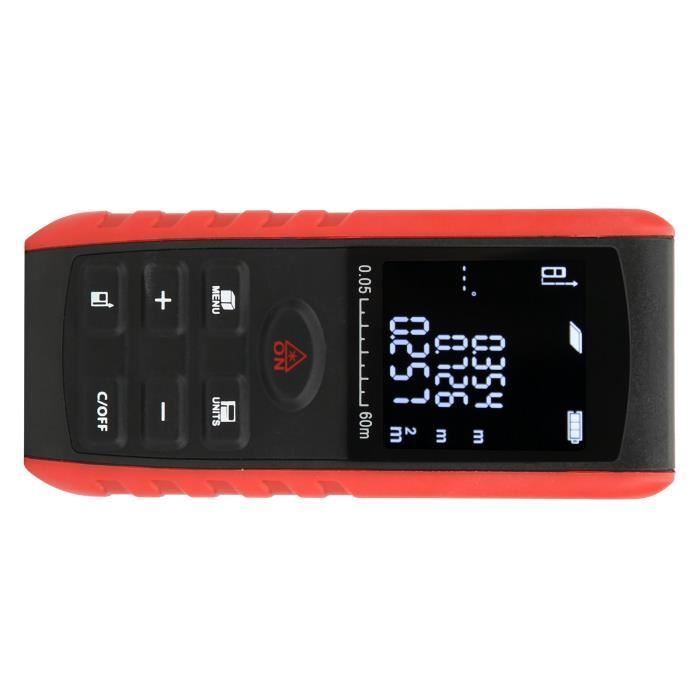 EJ.life Mètre de distance laser numérique KXL‑E60 Télémètre Laser Numérique Portable LCD Mètre ...