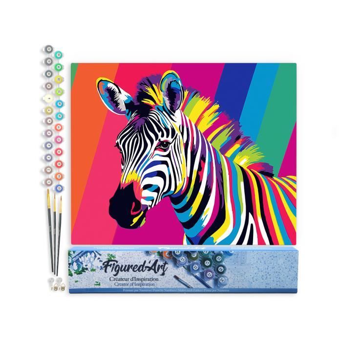 Peinture par Numéro - FIGURED'ART - Rayure de zèbre - 40x50cm - Kit DIY ...