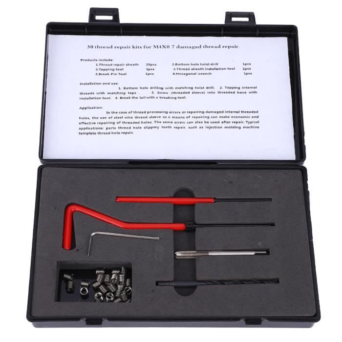 GOTOTOP outil d'insertion de taraud 30 pièces Kit de réparation de filetage en acier inoxydable ...