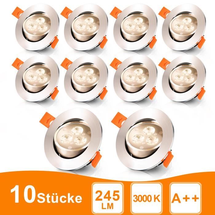 Jiubiaz 10x Spots LED encastrables orientables,Spot encastrable 3W, Spots Encastrés,Plafonnier ...
