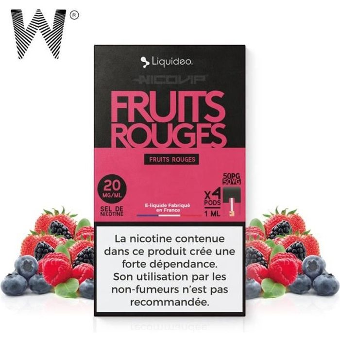 Pack 4 Pods W Fruits Rouges WPOD Liquideo - 20mg - Cdiscount Au quotidien