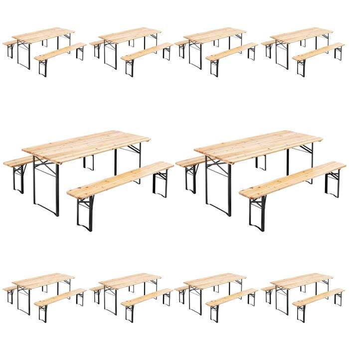 Lot de 10 tables et 2 bancs pliants en bois - MOB EVENT PRO ...