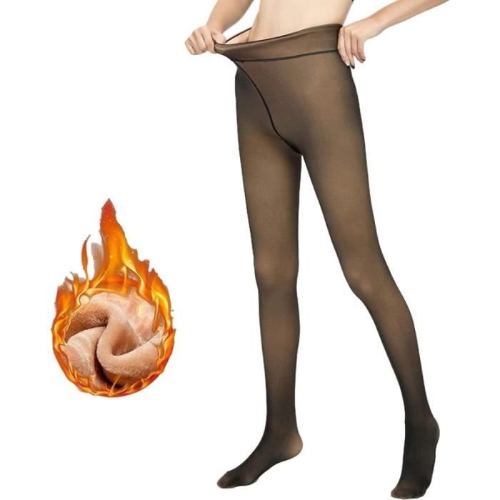 Collants thermiques doublés pour femme - Faux collants translucides opaques - Taille haute ...
