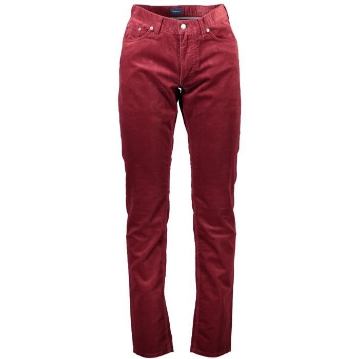 Pantalon Homme Rouge - GANT - SF8969 - 5 poches - Zip et bouton - Logo ...