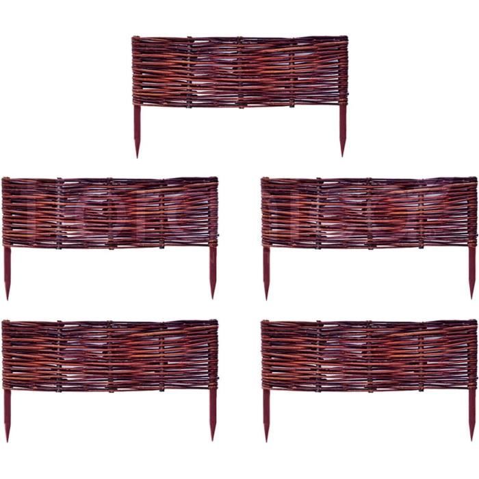 Clôture De Pelouse En Saule Piquets En Aulne Bordure De Lit De Jardin Dimensions: 5 Pce X 30 Cm ...