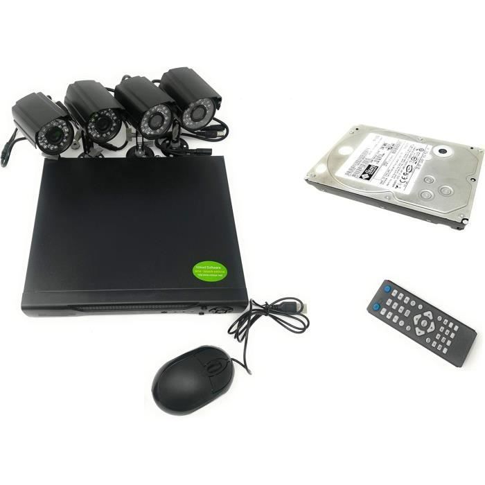 Kit De Vidéosurveillance Dvr 4 Canaux + 4 Caméras Infrarouges + Disque ...