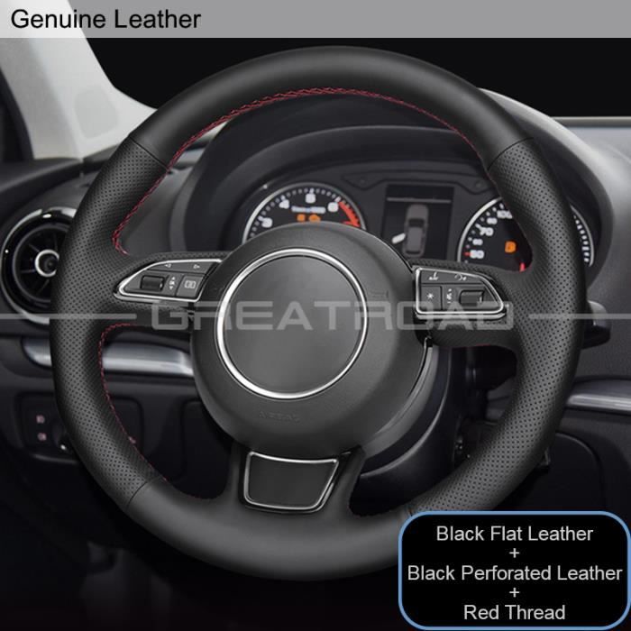 COUVRE-VOLANT,STYLE-3--Housse de volant de voiture personnalisée, pour Audi A1(8X) A3(8V ...