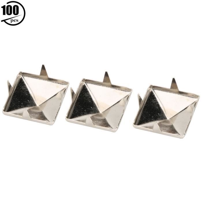 Qiilu rivet pyramidal 100pcs carré pyramide punk rivets 4 griffes clous ...