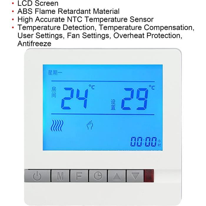 Thermostat de chaudière à gaz programmable, capteur de température haute précision à écran LCD ...