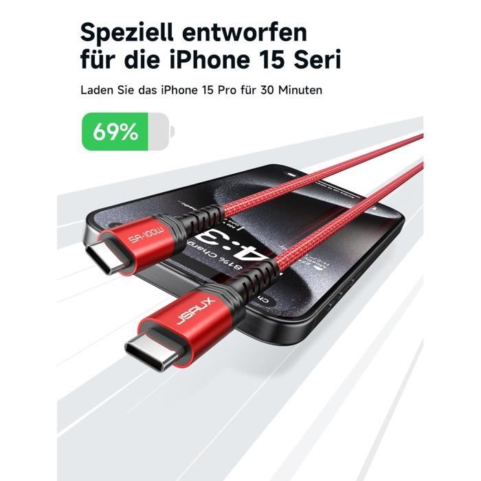 Câble USBC vers USBC 100W-5A [lot de 2 de 2M+2M], câble de charge ...