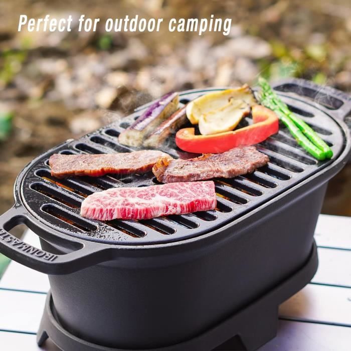 IronMaster M28 Barbecue Fonte Charbon de Bois Portable, Surface de la ...