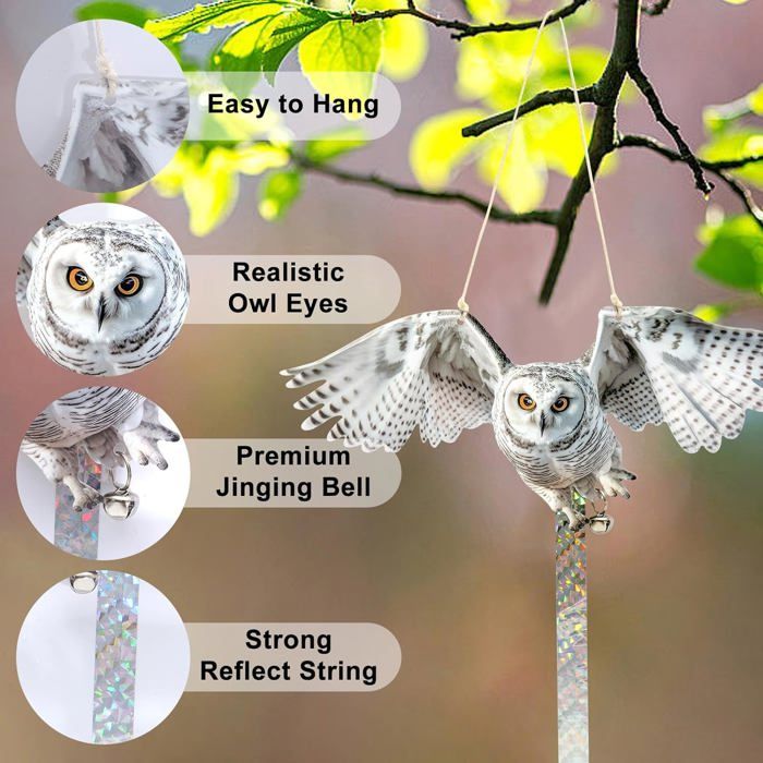 Lot de 2 chouettes pour éloigner les oiseaux - Fausse chouette ...