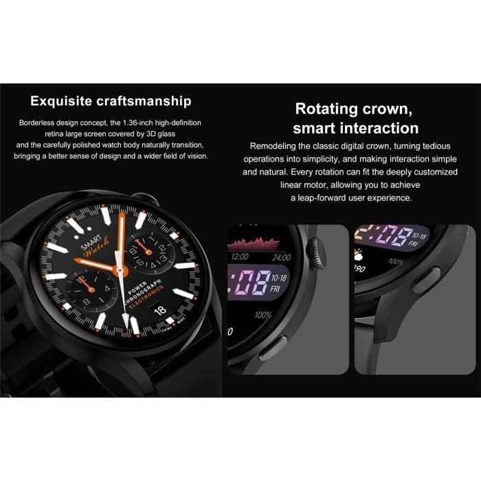 Montre Connectée Pour Homme Femmes Rond Smartwatch Dt 3 Sport Montre ...