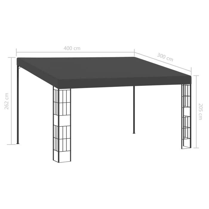 Belvédère mural - Tonnelle Imperméable - ANTI-UV - 3x4 m Anthracite ...