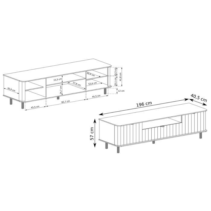 Meuble TV tiroir et niche ouverte – Novado – 196 cm – gris cachemire ...