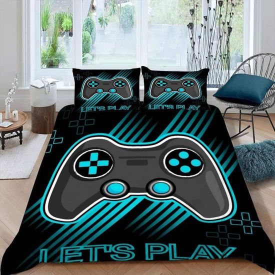 ZHMAO-Housse de Couette Manette De Jeu Adulte 3 Pièces 3D Motif Gamer ...