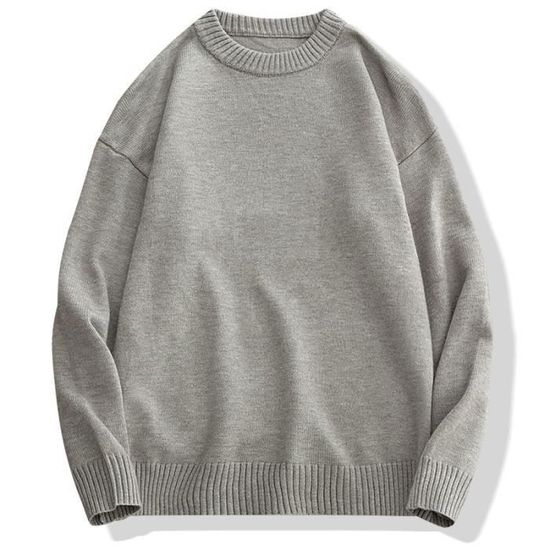 Pull Homme Tricoté Couleur Unie Simple - Manches Longues - Col Arrondi ...