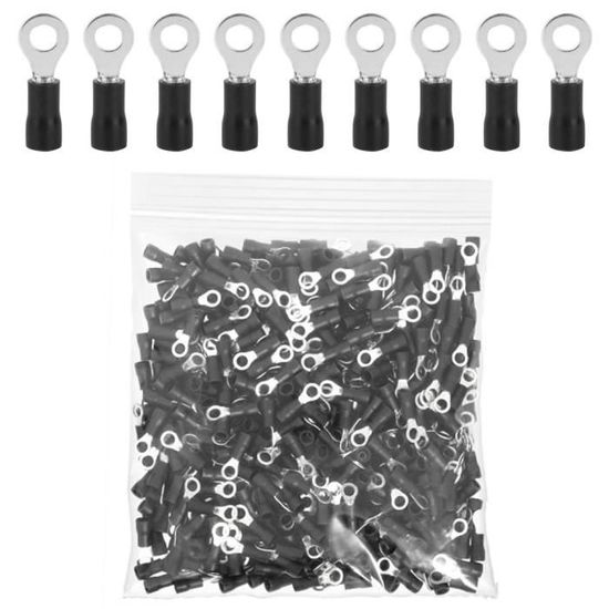 100 Pièces Noir M4 Connecteur À Sertir Anneau 4,3Mm Cuivre Anneau Électrique Fil De Connecteur ...