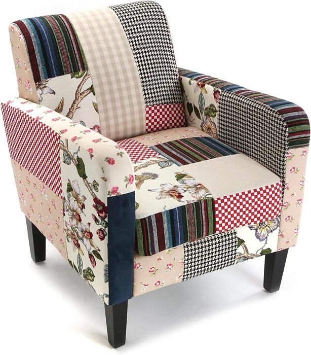 Romantic Patchwork Fauteuil pour Salon, Chambre ou Salle à Manger, Canapé Confortable et ...