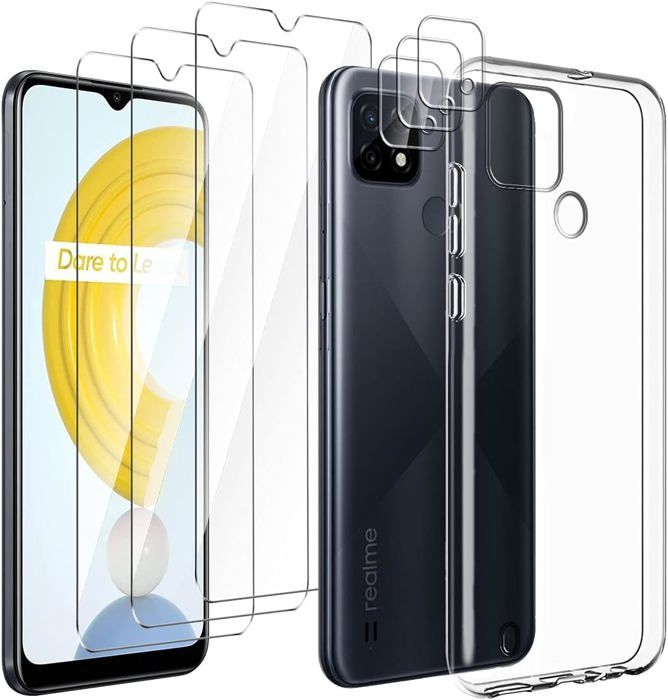 Étui Transparent pour Realme C21 6.5 & 3 Pièces de Verre Trempé pour ...