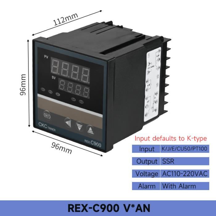 Thermostat d'ambiance,Contrôleur de température PID REX-C100 Affichage numérique ThermoandreSSR ...