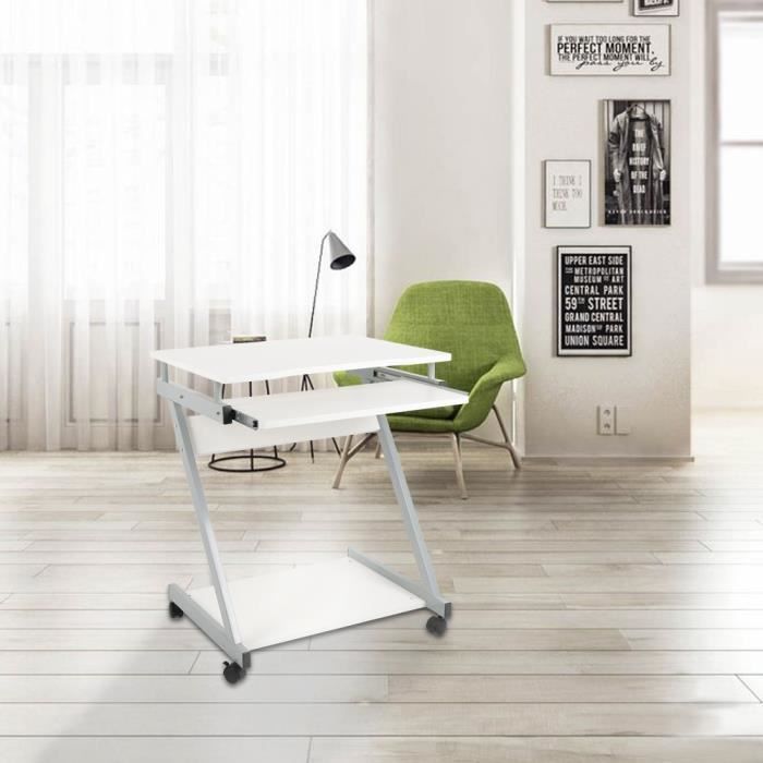 Bureau informatique Roulant - Bureau d'ordinateur - 60 x 48 x 72 cm ...