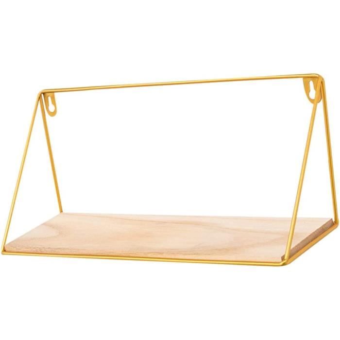 Étagère murale flottante en fer à suspen e en bois pour cuisine ou salle de bain Noir 34,5 × 14 ...