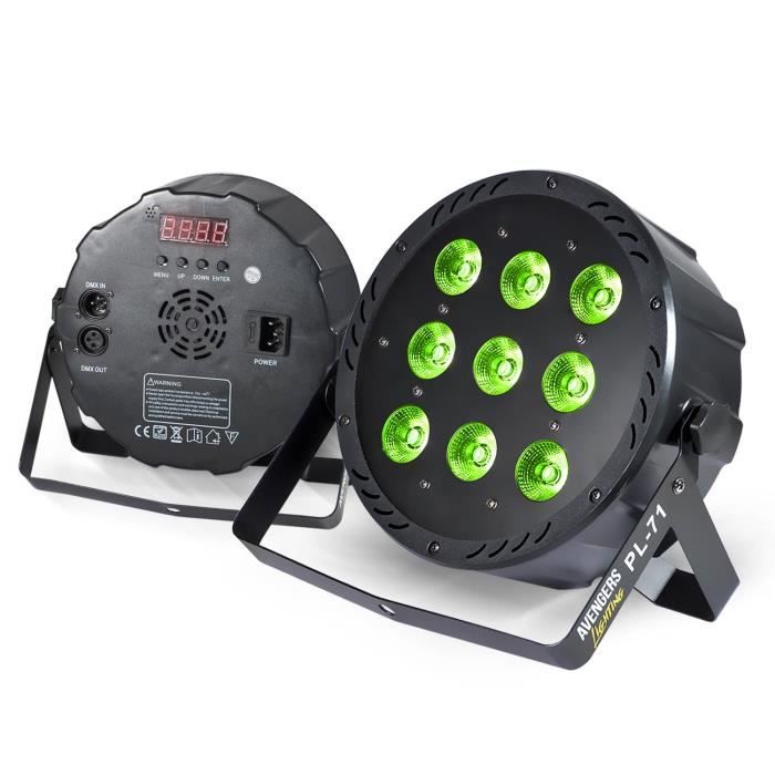 Projecteur PAR à LEDs 9 LEDs x 10W - RGBW 4 en 1 - 4 modes + Etrier de ...