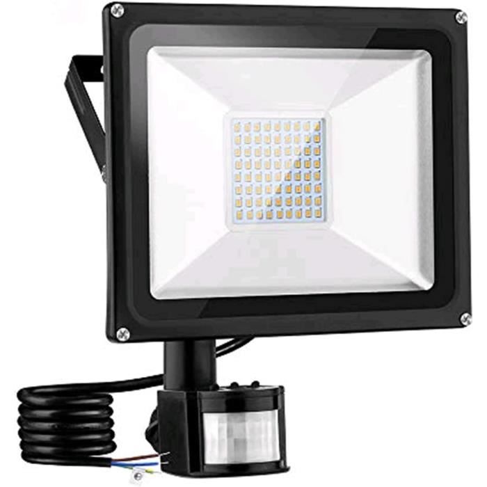 KeWin Projecteur LED 50 W blanc chaud avec détecteur de mouvement, 5000 ...
