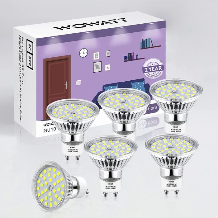 Gu10 Led Blanc Froid Wowatt Ampoule Led Gu10 6000k 5w Équivalent à 40w
