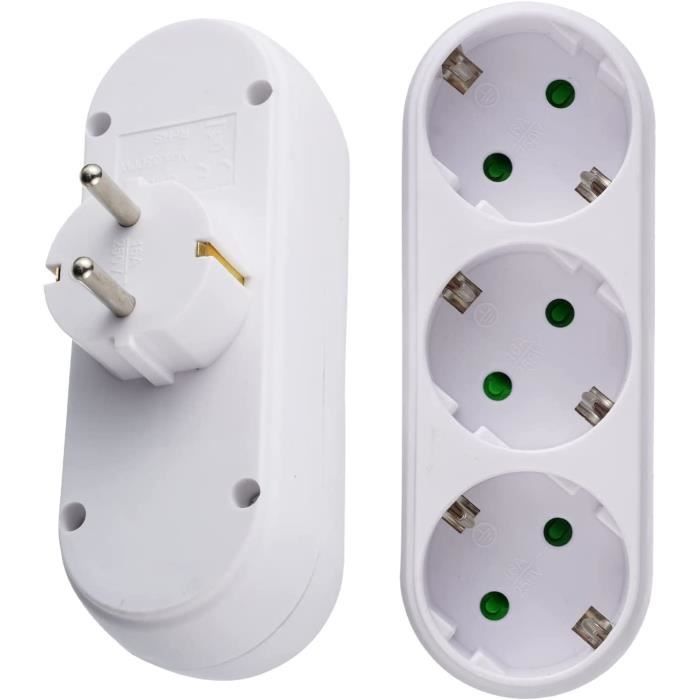2Pcs Adapteur Fiche Multiprise, Multiprise Murale 3 Prises, Triplette ...