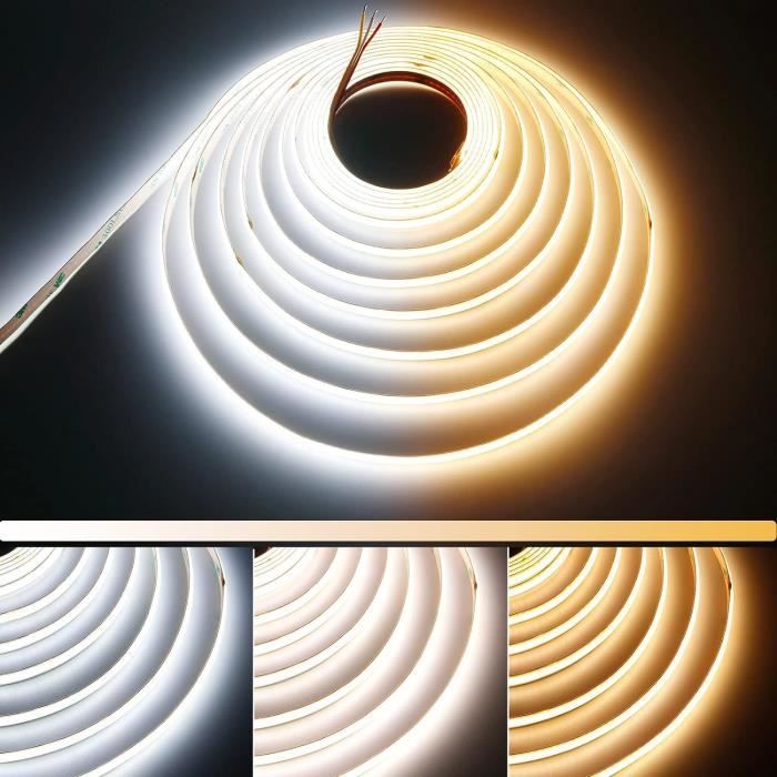 24V 5M Cct Tunable Ruban Led Cob 2700-6500K Blanc Réglable 608Led-M Cri ...