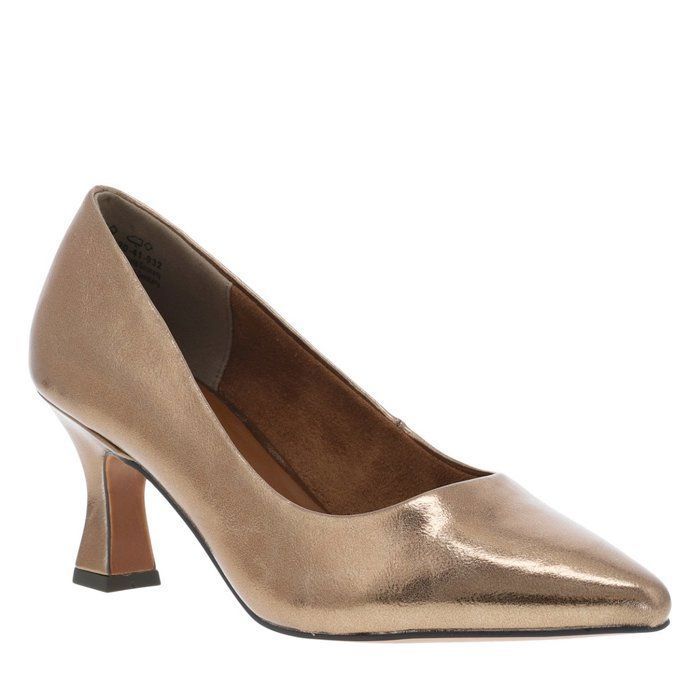 Escarpins Femme - Talon Décroché Moyen - Simili Cuir Marron et Bronze ...