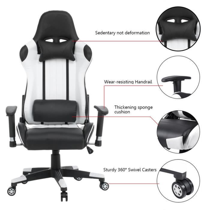 Youtubeur Gamer Chaise Pivotante Luxe Hauteur Réglable Fauteuil de ...