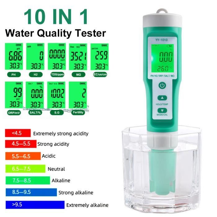 Testeur numérique de l'eau-10 en 1-test de qualité de l'eau ...