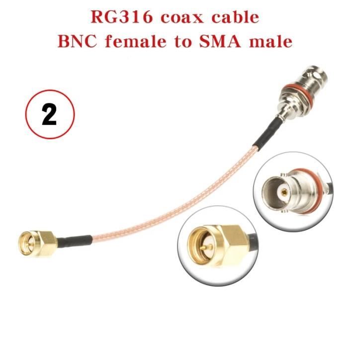 Câble coaxial - RNCYN - RG316 - 50 Ohm - 32.8ft (10m) - Adaptateur BNC ...