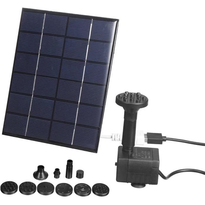 Pompe De Bassin Solaire, Pompe De Fontaine 2W, Pompe À Eau Flottante Avec 6 Buses, Fontaine À ...