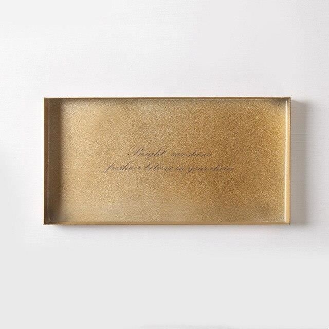 PLATEAU,Gold-L--Plateau de rangement en métal européen, bureau ...