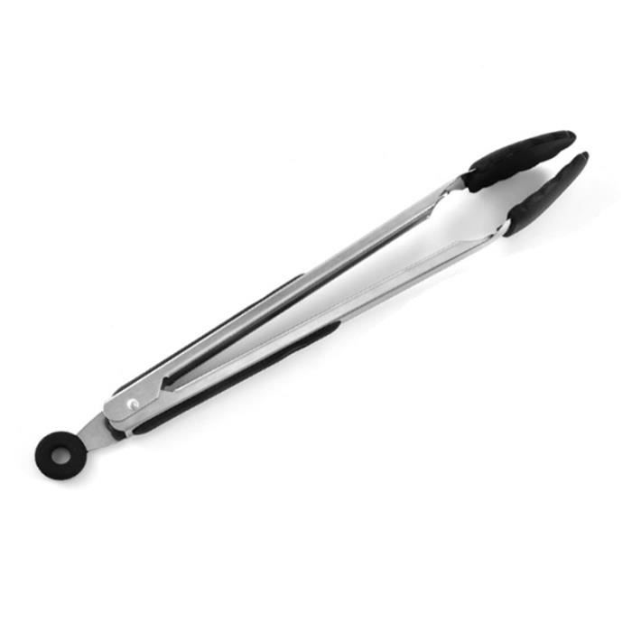 Pince cuisine,1Pc BBQ Tongs--Pince à Barbecue en Silicone noir froid ...